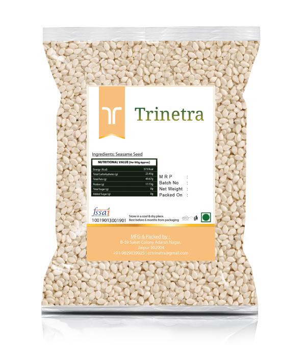 Trinetra White Sesame Seed 400Gm (Pack Of 1) Safed Till / Tilli (400 g ...