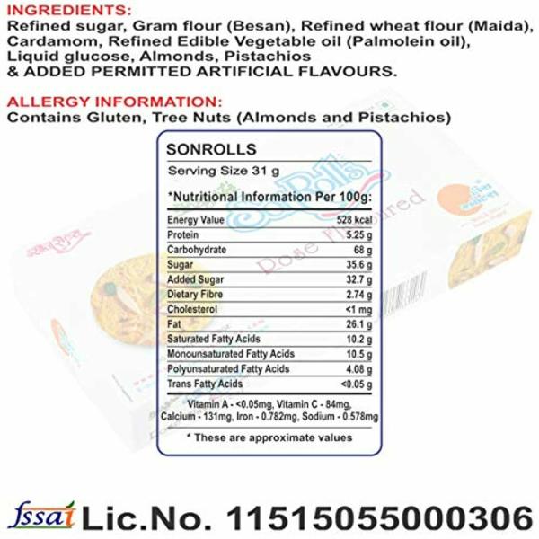 Bhagats Heera Sweets Son Roll with Almonds and Pistachio Garnished Rose ...