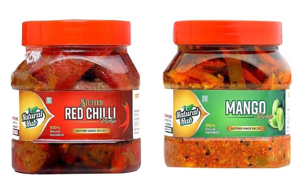 Natural Hub Homemade Mother Recipe Mango & Red Chilli Pickel Combo 500 ...