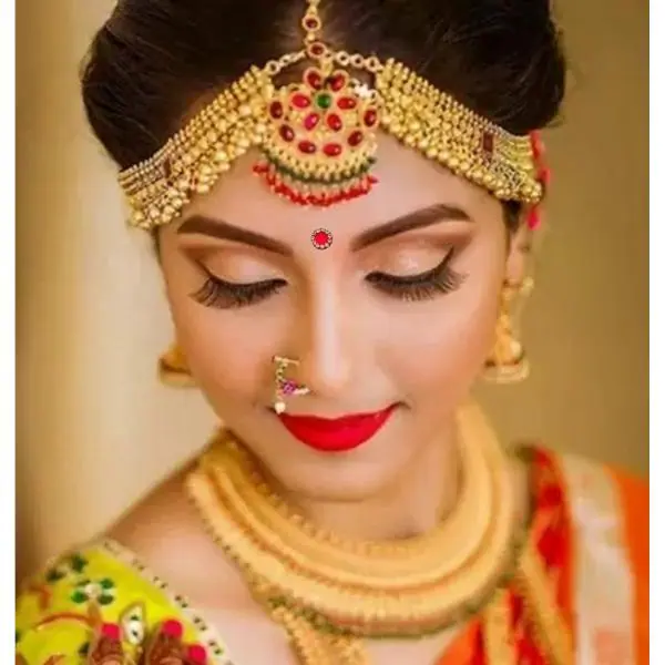 Vama Fashions Golden Crystal White Diamond Red Stone Bindi Sticker For ...