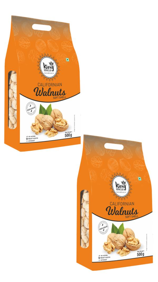 KING UNCLE CALIFORNIA AKHROT| WALNUT INSHELL VALUE PACK 500g X 2 PACK (1000G) | AKHROT| DRY ...
