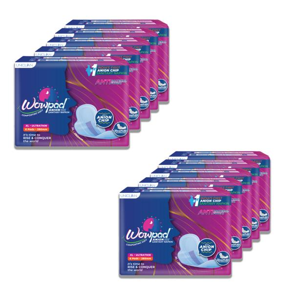 Wowpad Ultrathin Comforting Soft Sanitary XL 60 Pads 280 MM, 6 Pads x ...