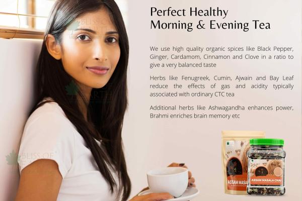 Bliss of Earth Finest Assam Masala Chai, Blended CTC leaf infused with ...