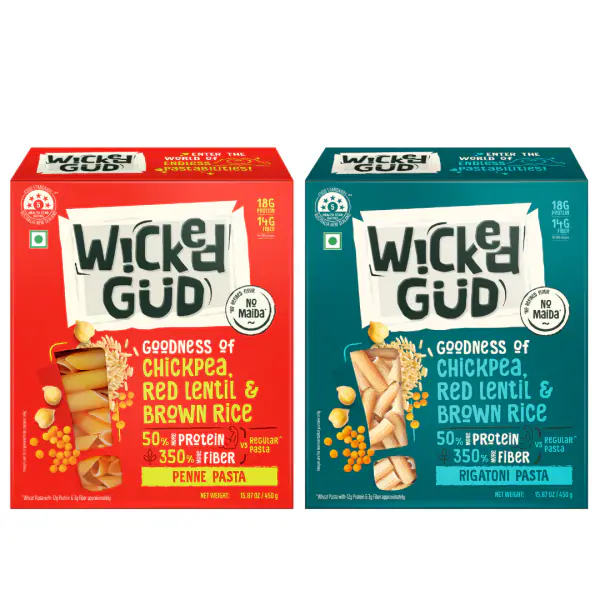 WickedGud Penne (450gm) & Rigatoni (450gm) Pasta Combo | Maida Free ...