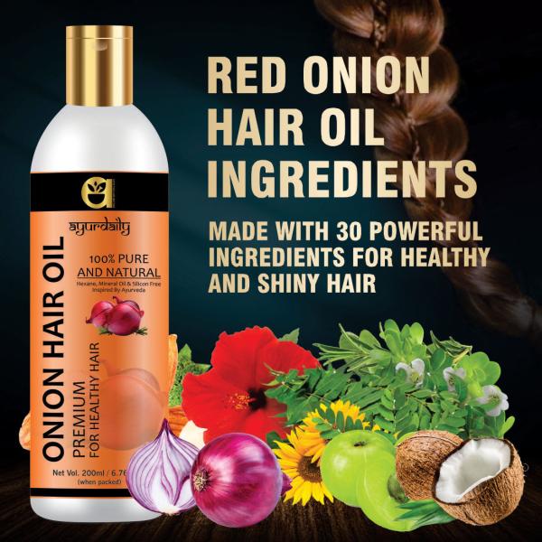 Ayurdaily Red For Onion Healthy Hair with Pure Argan oil, Rosemary oil ...