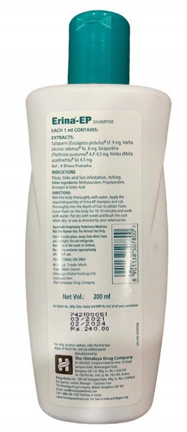 Himalaya Erina-EP Tick and Flea Control Shampoo, 200 ml - JioMart