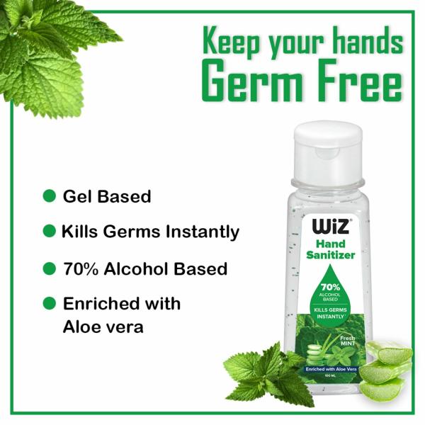 WiZ Alcohol Based Hand Sanitizer Fresh Mint, 5ltr, Enriched with Aloe ...