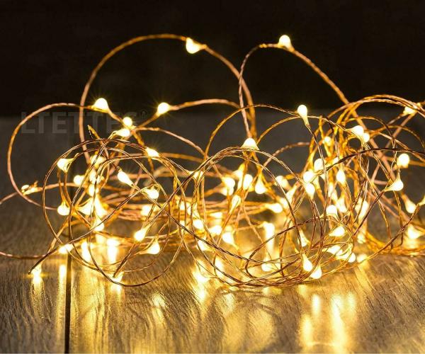 LTETTES Warm White LED Copper Wire String Lights with 5V DC USB Powered ...