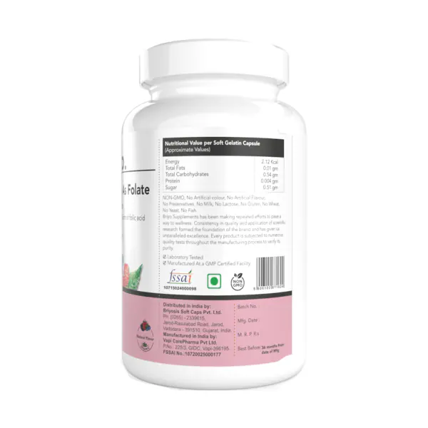 Briyo Folic acid as bioavailable active folate - 90 chewable tablets ...