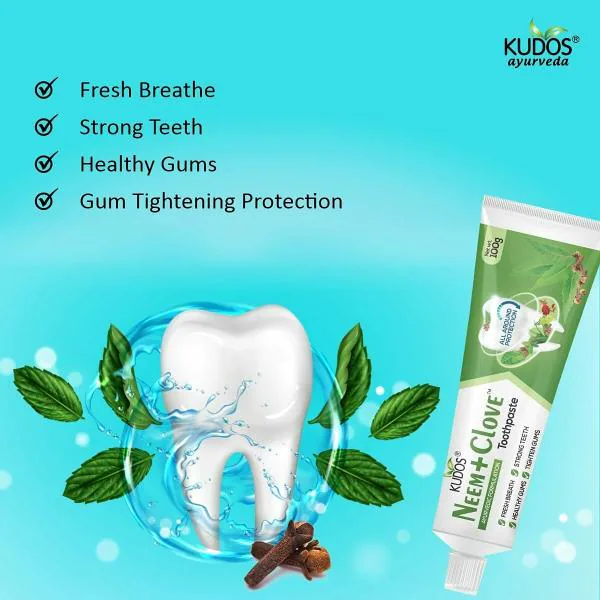 Kudos Ayurveda Neem And Clove Toothpaste - 100g (Pack of 3) - JioMart