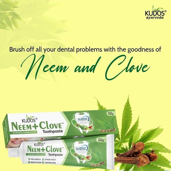 Kudos Ayurveda Neem And Clove Toothpaste - 100g (Pack of 3) - JioMart