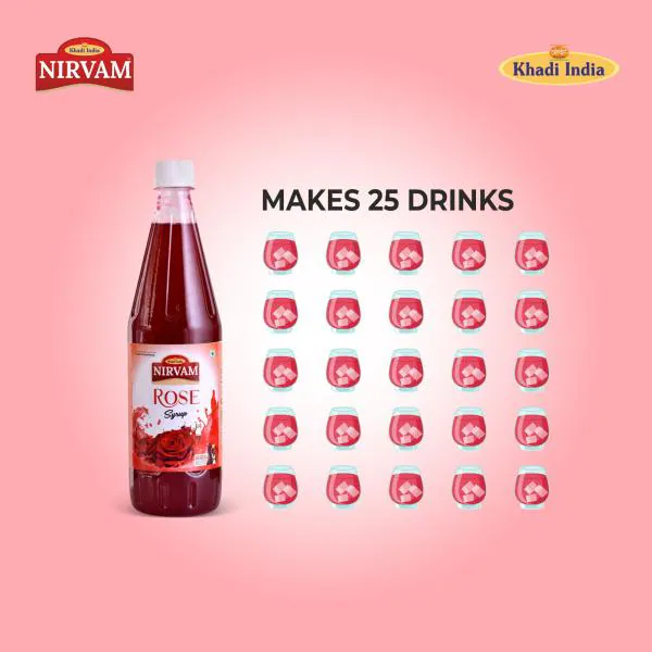 Nirvam Rose Sharbat from Khadi India, Instant Refreshing Syrup Drink ...