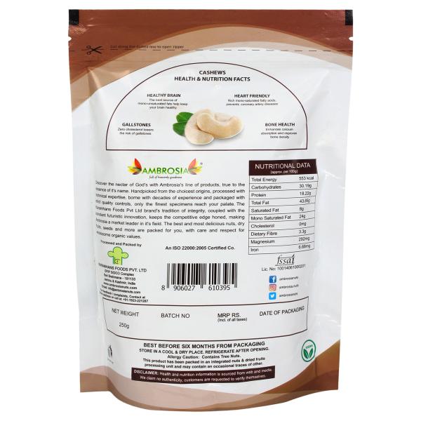 Ambrosia Cashew W240 & Jumbo Quality 250g - JioMart