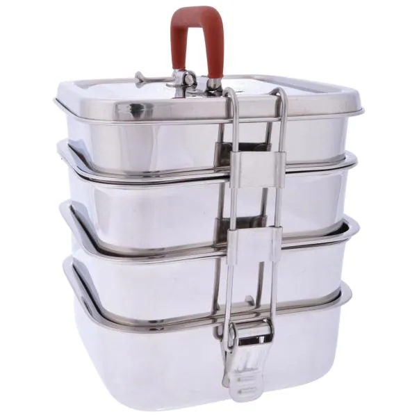 JVL Silver Stainless Steel Square Tiffin Set - JioMart