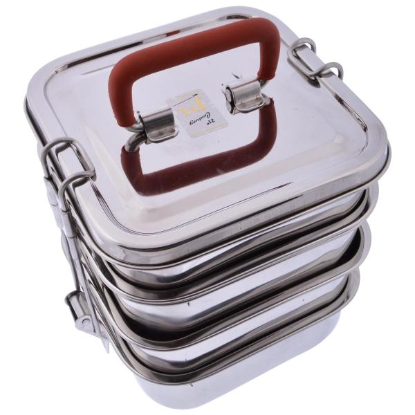 JVL Silver Stainless Steel Square Tiffin Set - JioMart