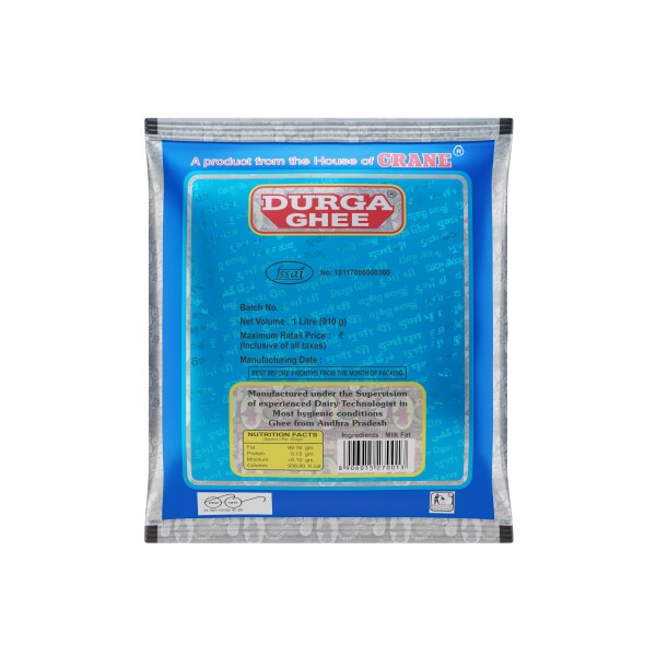 DURGA GHEE 1 Ltr POUCH (910 Gms) | FRESH AND PURE GHEE - JioMart