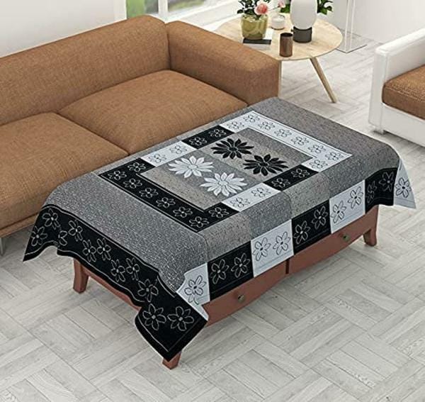 CROOX 4 Seater Black Floral Cotton Center Table Cover 40 x 60 inch ...