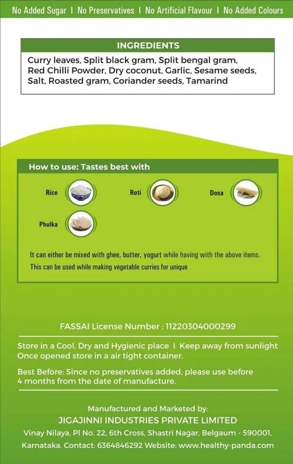 Healthy Panda Curry Leaves Chutney Powder - 300 g (Pack of 3) - JioMart