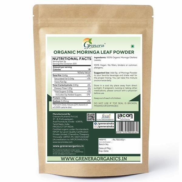 Grenera Organic Moringa Leaf Powder 1 kg, Drumstick Leaf Powder - JioMart