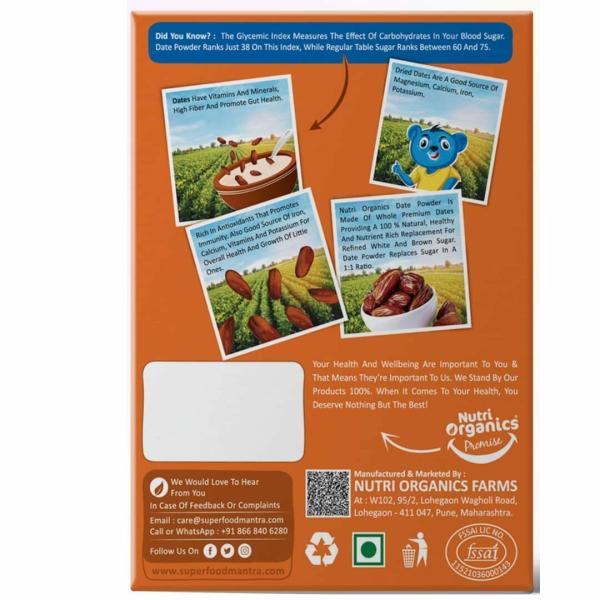 NutriOrganics Dry Dates/Kharik Powder Natural Sweetener, 200g (Coarse ...
