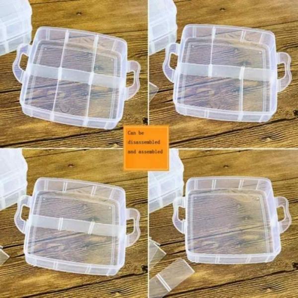 6- Grid Transparent Plastic Square Jewellery Make up Organizer Storage ...