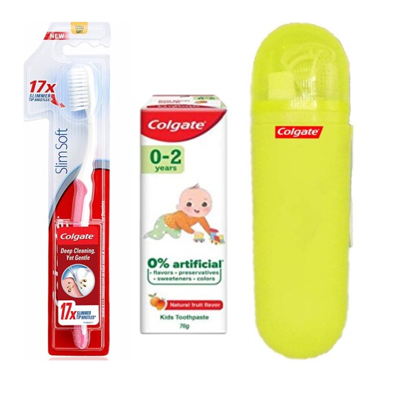SlimSoft 17x Bristles Toothbrush+Toothpaste for Kids(0-2 years),Fruit ...