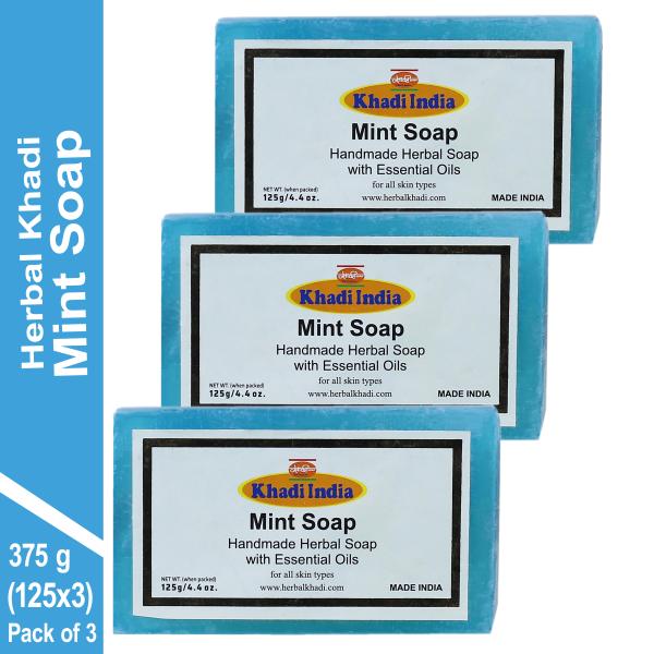 Herbal Khadi Natural Pure Mint Bathing Soap Bar for anti-inflammatory ...