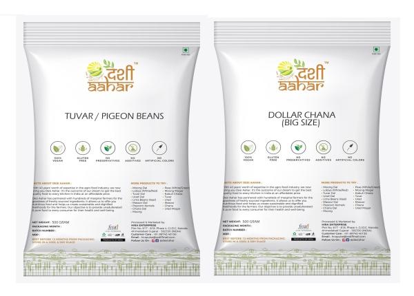 DESI AAHAR Whole White Tuvar, 500GR & Dollar Chana Big Size, 500GR ...