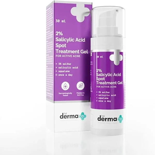 The Derma Co 2% Salicylic Acid Spot Treatment Gel with 3% Sulfur for ...