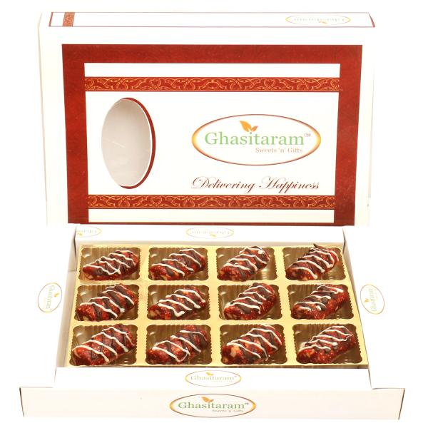 Jaiccha Ghasitaram Sweets-Anjeer Khajoor Chocolate Rolls in White Box ...