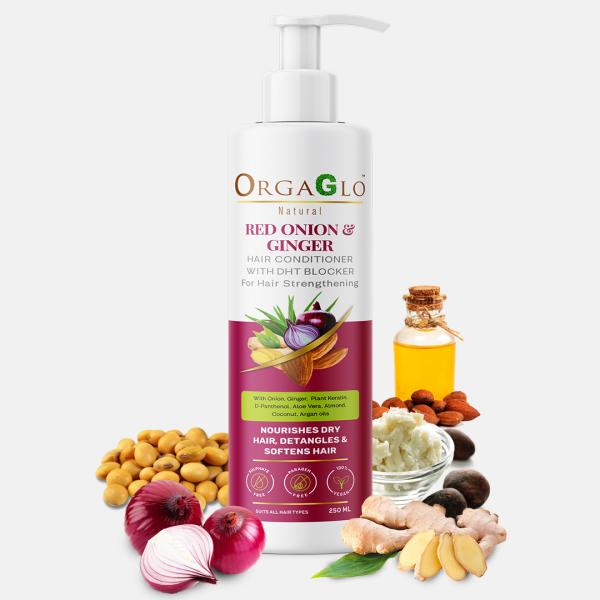 OrgaGlo Natural Red Onion & Ginger Hair Conditioner with DHT Blocker ...