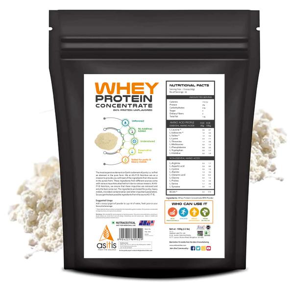 Asitis Nutrition Whey Protein Concentrate 80% Unflavored 1 kg - JioMart