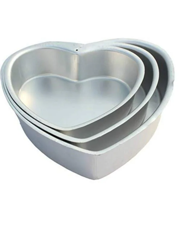 Wofier Aluminium Cake Baking Mould Set Heart Shape Cake Mould - Pack Of ...