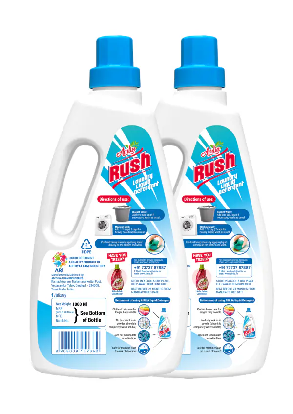 Airlia Rush Liquid Detergent 1 LTR + 1 LTR - JioMart