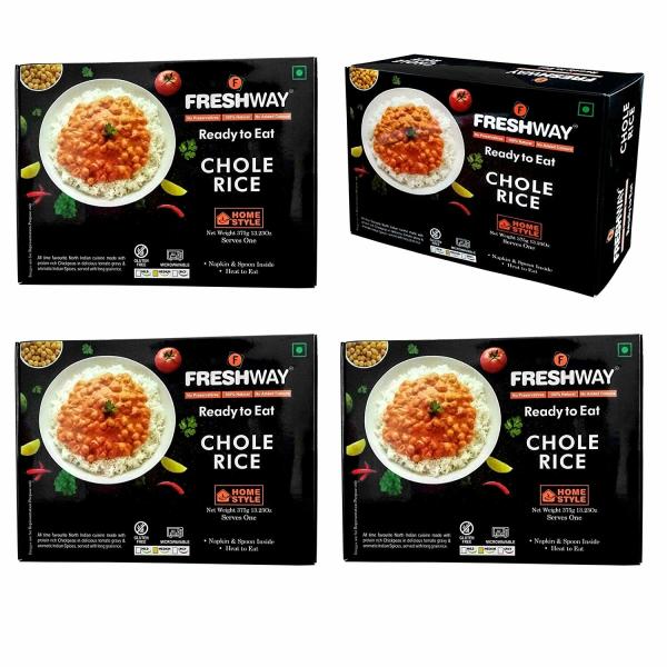 Freshway Ready to eat Chole Rice Combo Pack of 4 Heat to Eat - Ready to ...