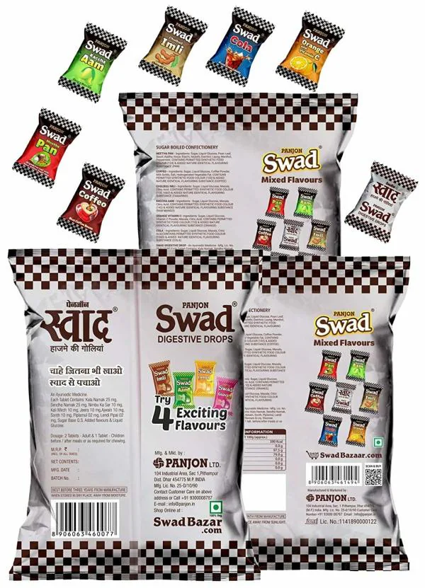 Swad Digestive 1x50 Candy And Mixed (Meetha Pan, Imli, Coffee,Kacha Aam ...