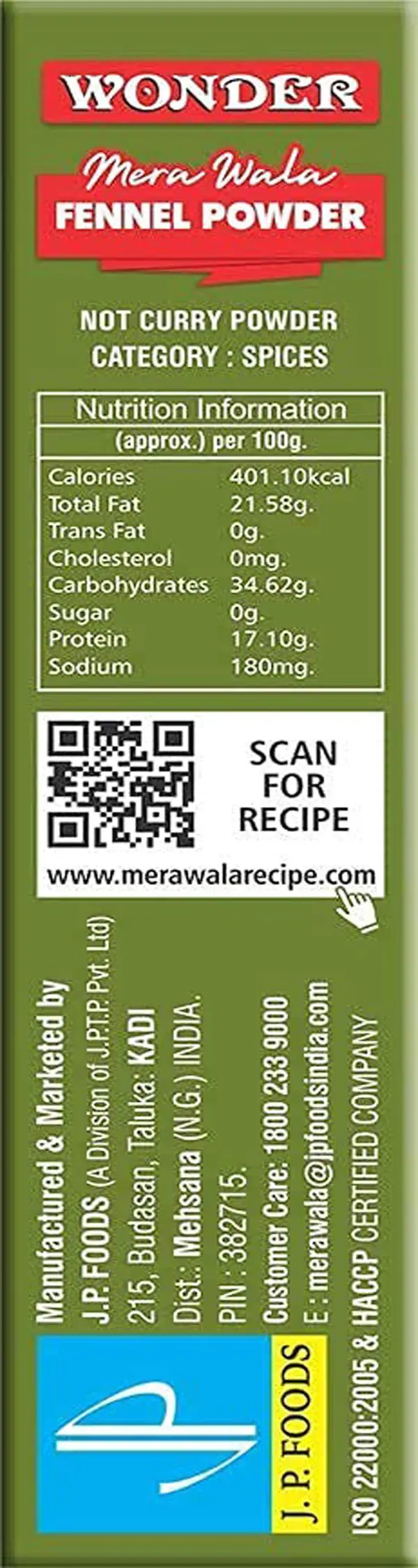 Wonder Mera Wala Fennel, Saunf Powder, 100% Natural Fennel Powder (100 ...