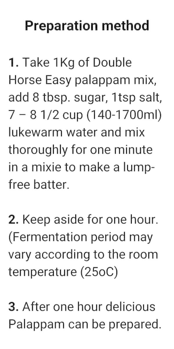 Double Horse Easy Palappam Mix, 500g| Velleppam Mix| Export Quality ...