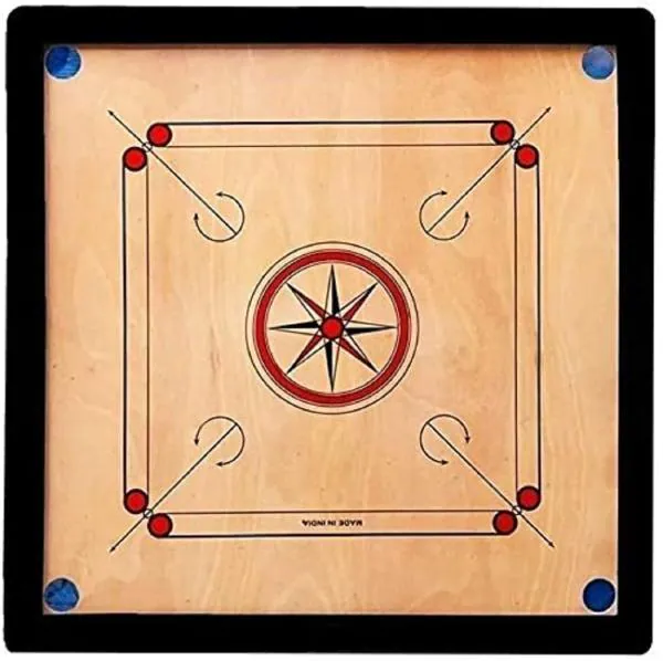 Woodshy Medium Size 26 Inch Wood Round Pocket Carrom Board with Carrom ...