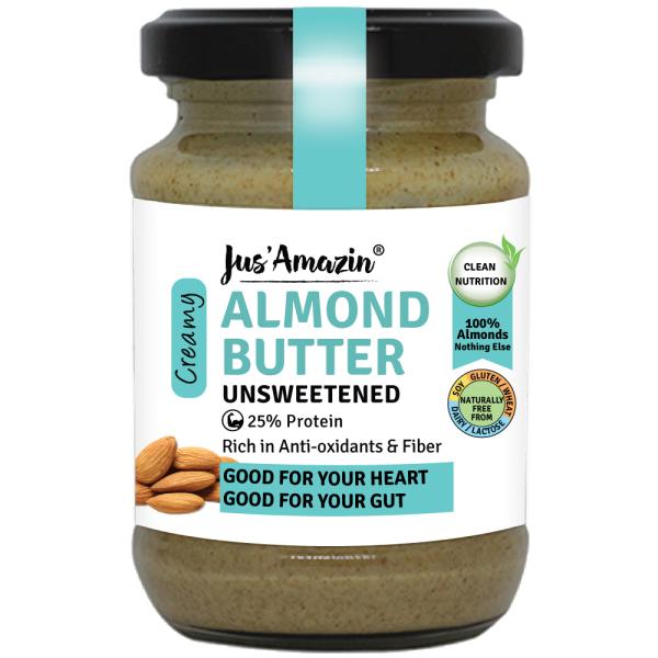 Jus Amazin Creamy Almond Butter - Unsweetened (125g) - JioMart