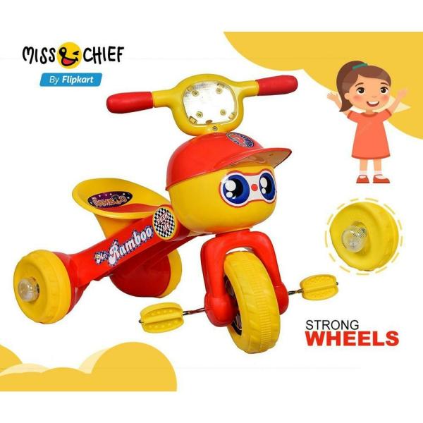 Miss & Chief Red Plastic Biggest Wheels Music And Lights Foldable Rambo ...
