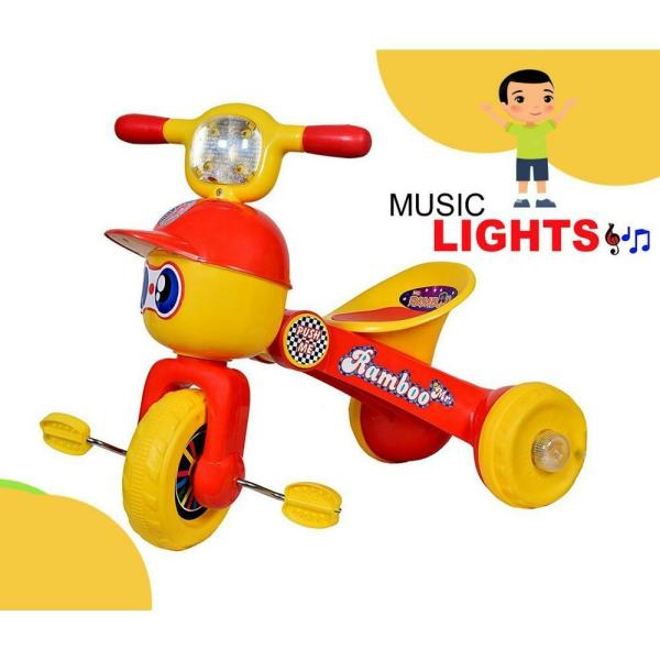 Miss & Chief Red Plastic Biggest Wheels Music And Lights Foldable Rambo ...