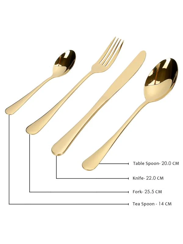 Sabichi Glamour Stainless Steel Golden Set of 16 Cutlery Set for Dining ...