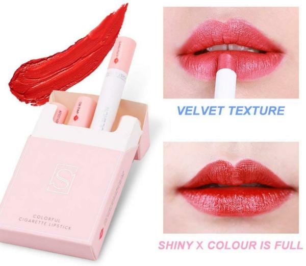 Glowy Cigarette Matte Velvet Little Smoke Lasting Lipstick (Red, Dark ...