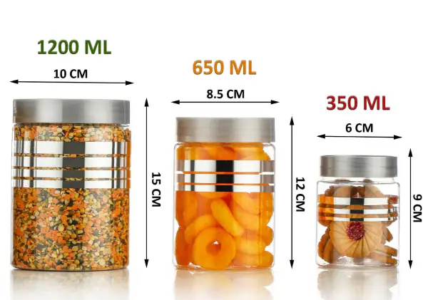 Qtrix Plastic Pet Storage Jar and Container, Dabba Set of 12 | Air ...