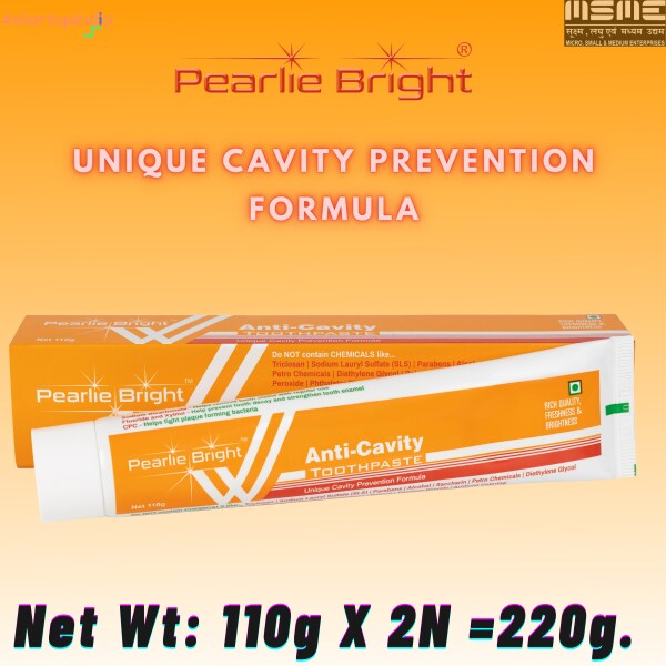 Pearlie Bright Anti cavity SUGAR Free Toothpaste-110g (Pack of 2) for ...