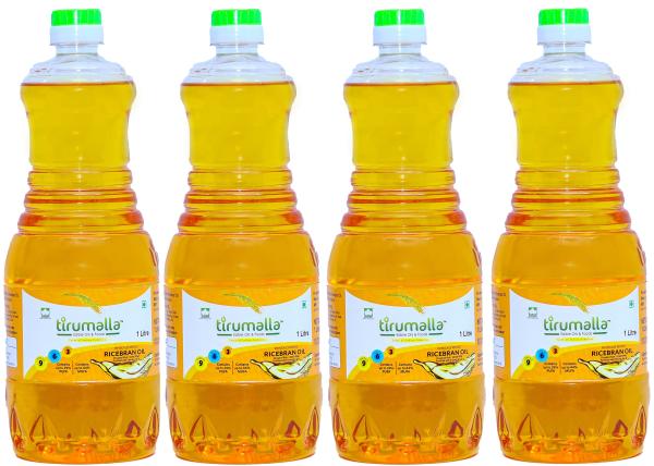 Tirumalla Physically Refined Rice Bran Oil - 4 Liter, Combo Pack of 4 x 1 Liter Bottle - JioMart