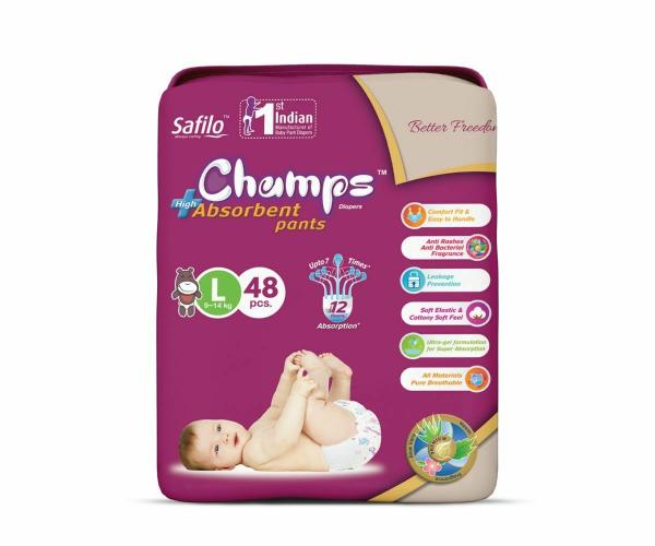 Champs baby diaper high absorbent baby pant diapers - Large (48 Pcs) - JioMart