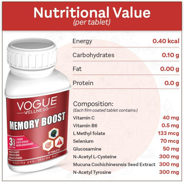 Vogue Memory Boost Tablets For Memory Focus Stress Relieving And ...