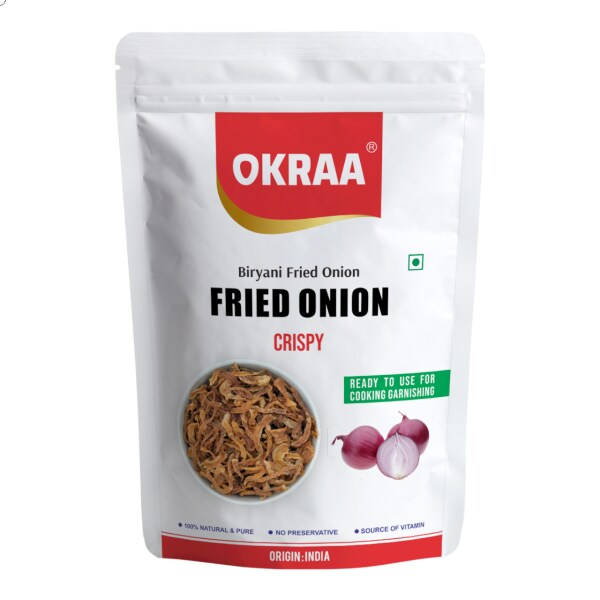 OKRAA Crispy Fried Onion - 100 GM / Birista / Fried Onion Flakes ...